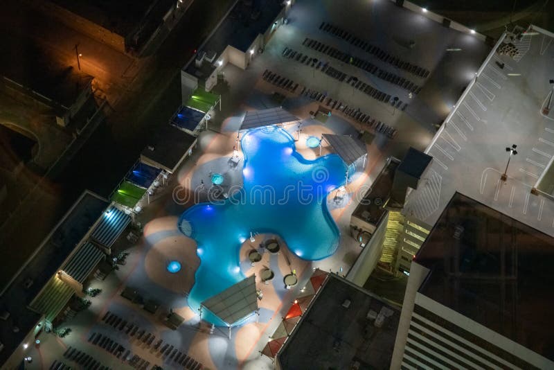 Overhead Aerial View of Beautiful City Pool at Night Editorial Photo ...