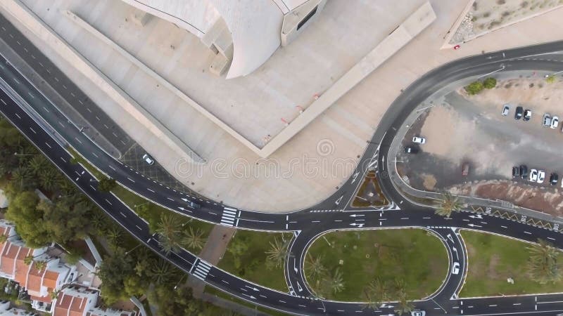 Overhead Aerial View City Road Intersections and Roundabout. Stock ...