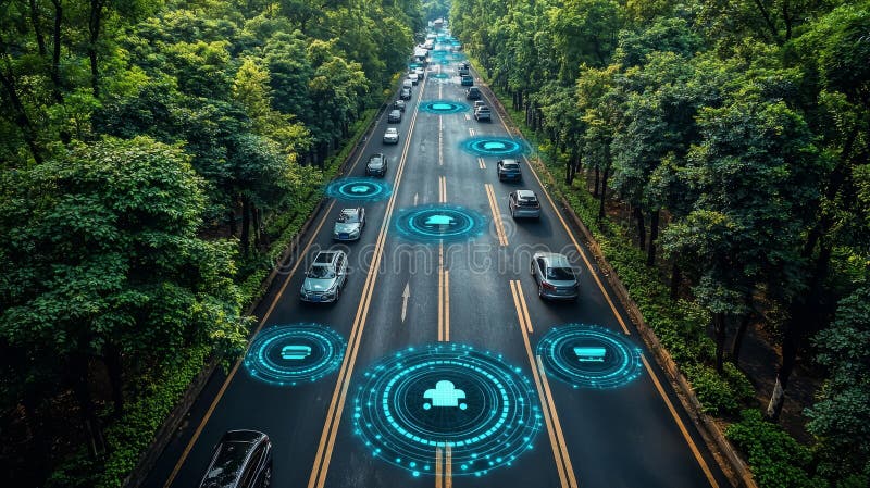 From an Overhead Angle, Autonomous Vehicles are Seen Making Their Way ...