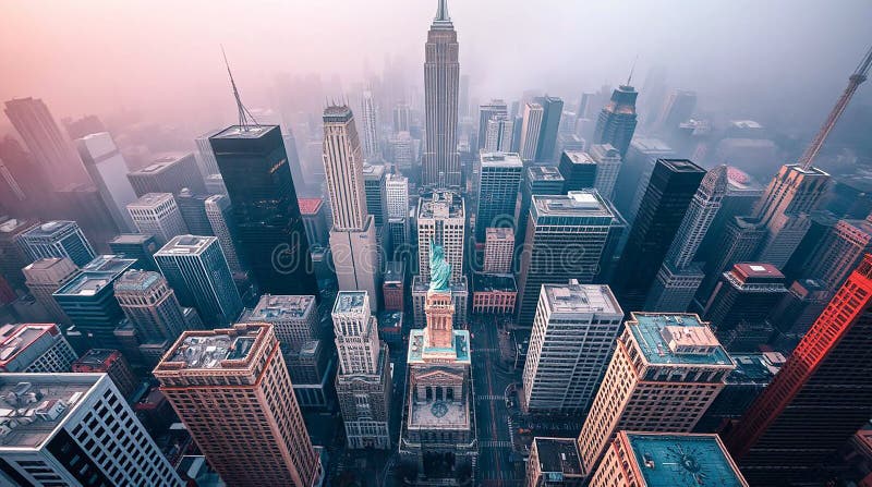 Overhead Bird S Eye View of an American City, Stock Illustration ...