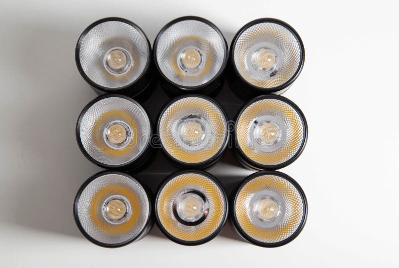 Overhead Black LED Lamps for a Stretch Ceiling on a White Background ...