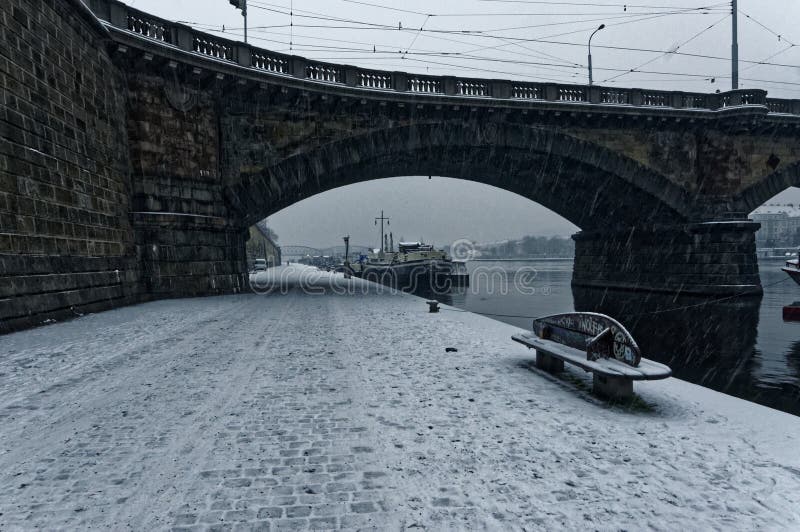 Overhead Bridge Over a Dockyard and Sea Stock Image - Image of storm ...
