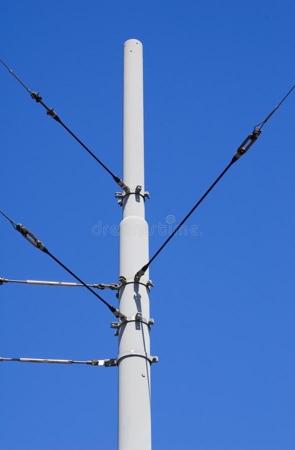 Overhead Cables and Mast on the Railway Stock Photo - Image of post ...