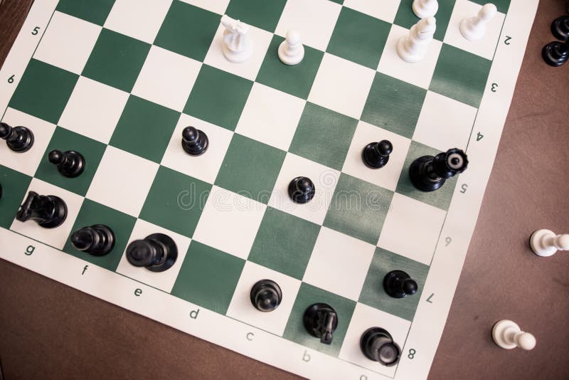 Overhead of Chess Game in Progress Stock Image - Image of brain, check ...