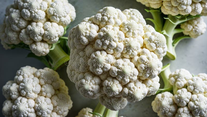 Overhead Close Up of Fresh Cauliflower Florets Visually Appealing ...