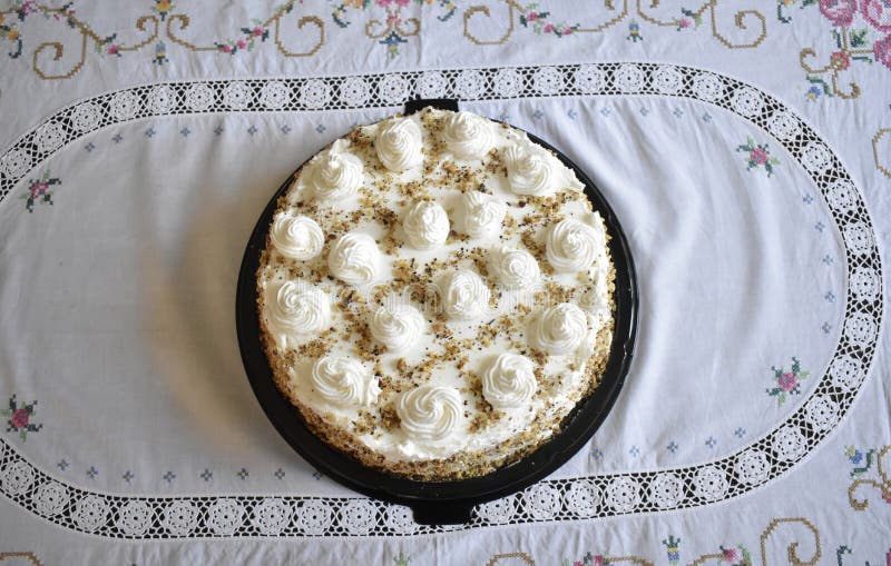 An Overhead Close Up Shot of a Cake Stock Image - Image of filling ...