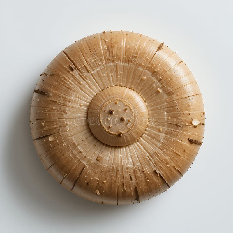 Light Brown Mushroom Cap Overhead Close Up Studio Shot White Background ...