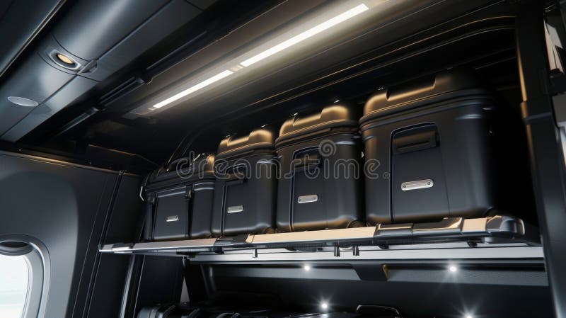 The Overhead Compartment with Its Open Doors Revealing a Sea of ...