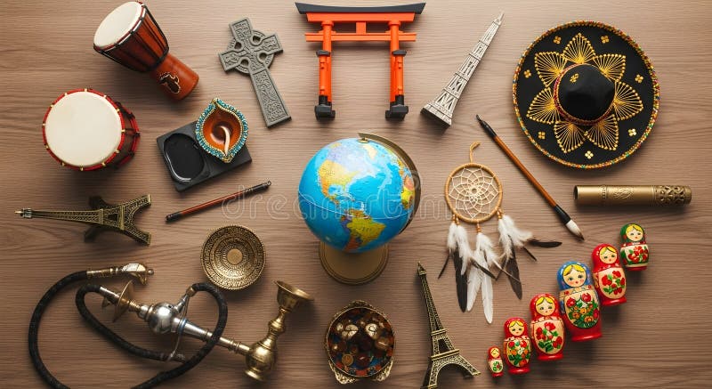 Overhead Composition Cultural Diversity Symbolic Objects 1 Upscaled 4X ...