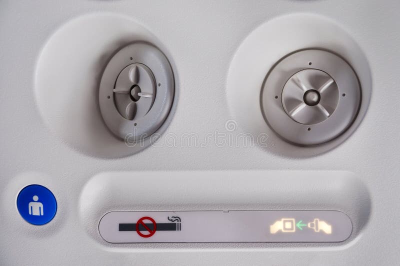 Overhead Console Panel on Airplane Stock Photo - Image of flight ...