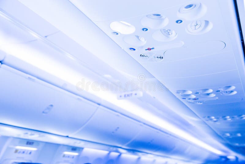 Overhead Console in the Modern Passenger Aircraft Stock Image - Image ...