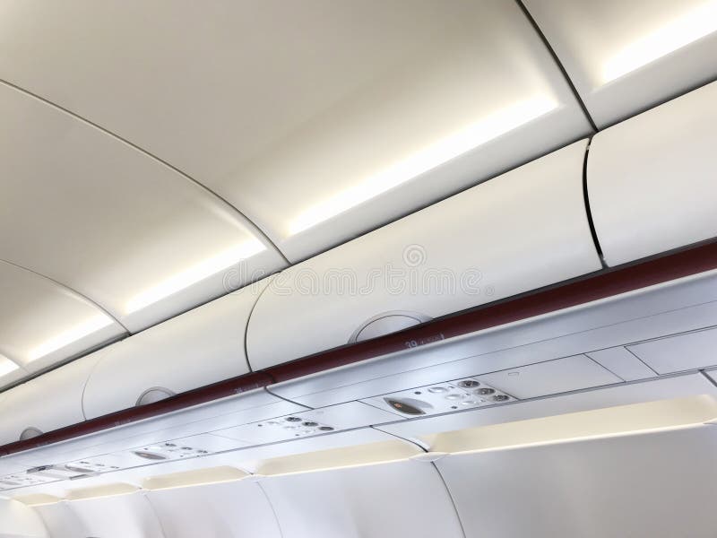 Overhead Console Panel in Commercial Airplane Stock Photo - Image of ...