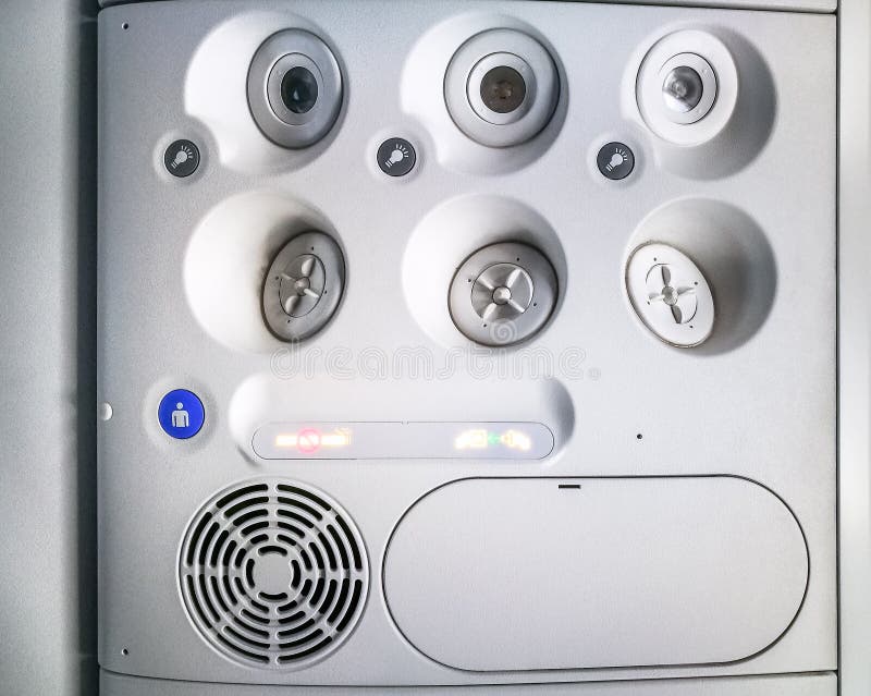 Overhead Console in the Passenger Aircraft Stock Image - Image of ...