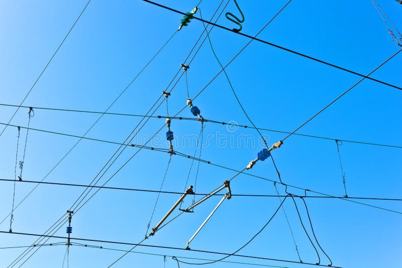 Overhead contact wires stock photo. Image of communication - 36222348
