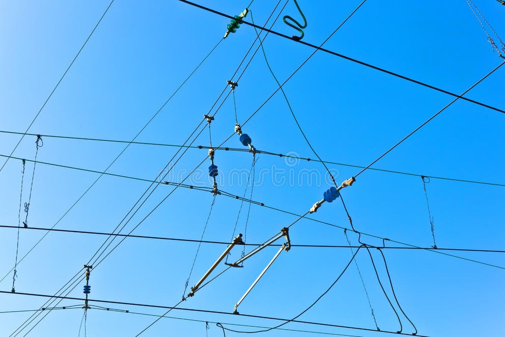 Overhead contact wires stock photo. Image of communication - 36222348