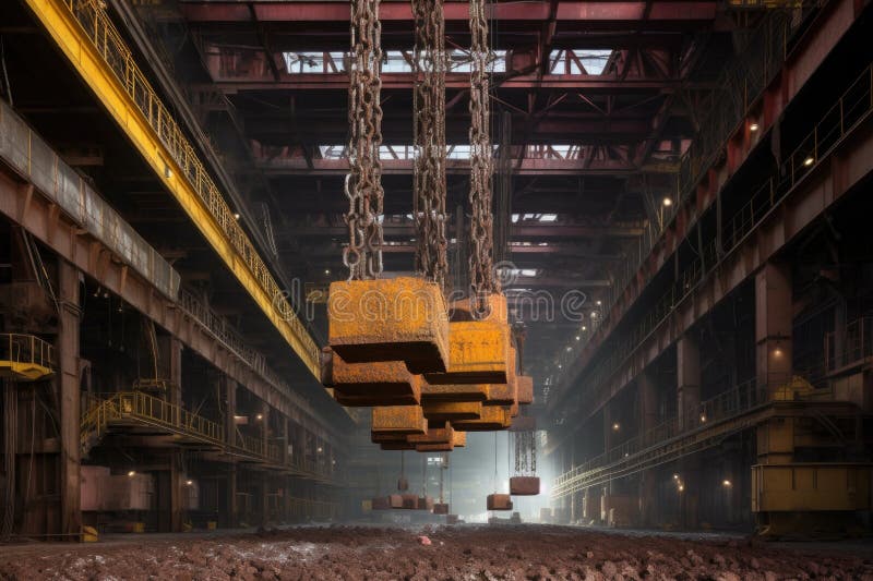 Overhead Crane Lifting Heavy Metal Ingots Stock Illustration ...