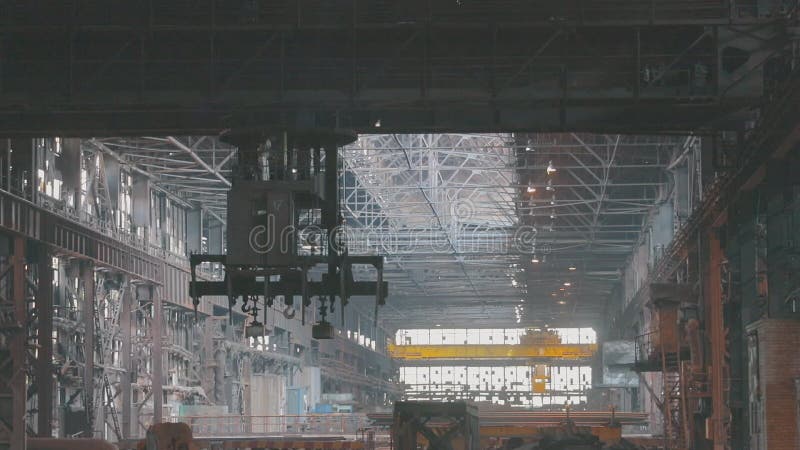 Overhead Crane in Production.Clip. Work at the Factory with the Help of ...