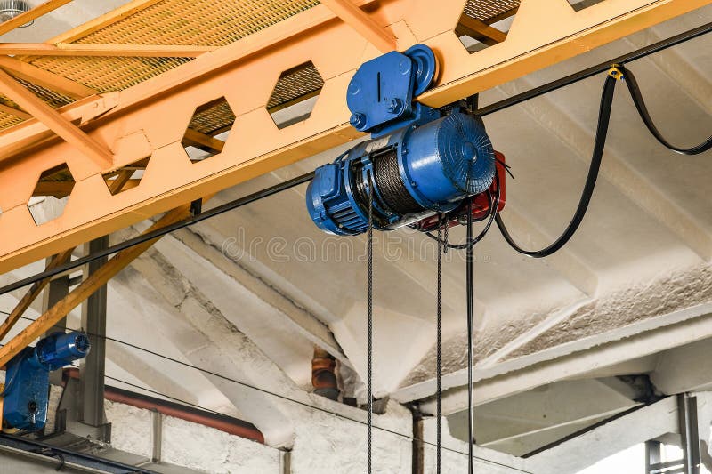 Overhead Crane in the Workshop with Wire Control Stock Image - Image of ...
