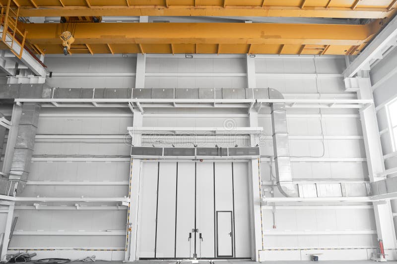 Overhead Cranes Inside Industrial Building Stock Image - Image of ...