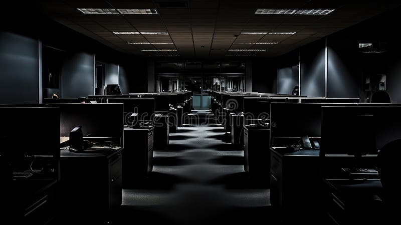 Overhead Dark Office Background Stock Illustration - Illustration of ...