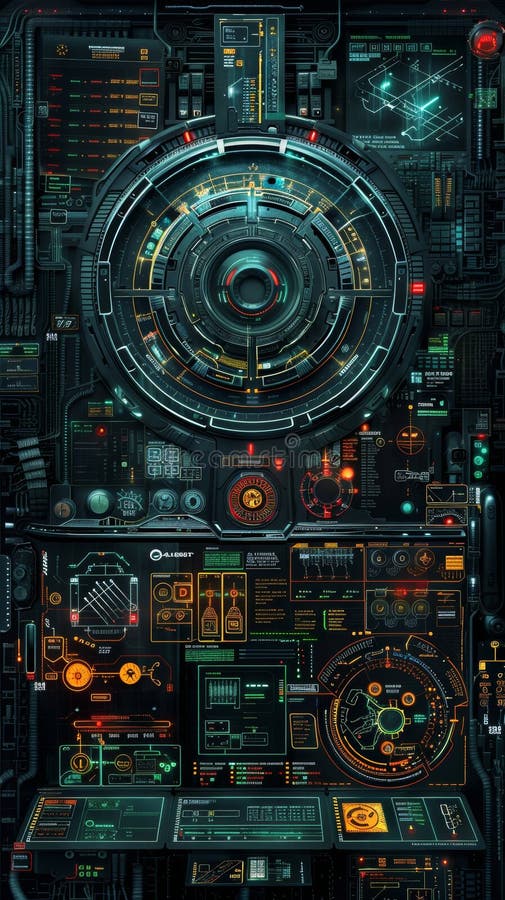 Overhead Diagram of Digital Defense Systems. Stock Illustration ...