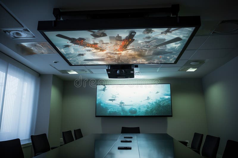 Overhead Digital Projector Mounted on the Ceiling of the Boardroom ...