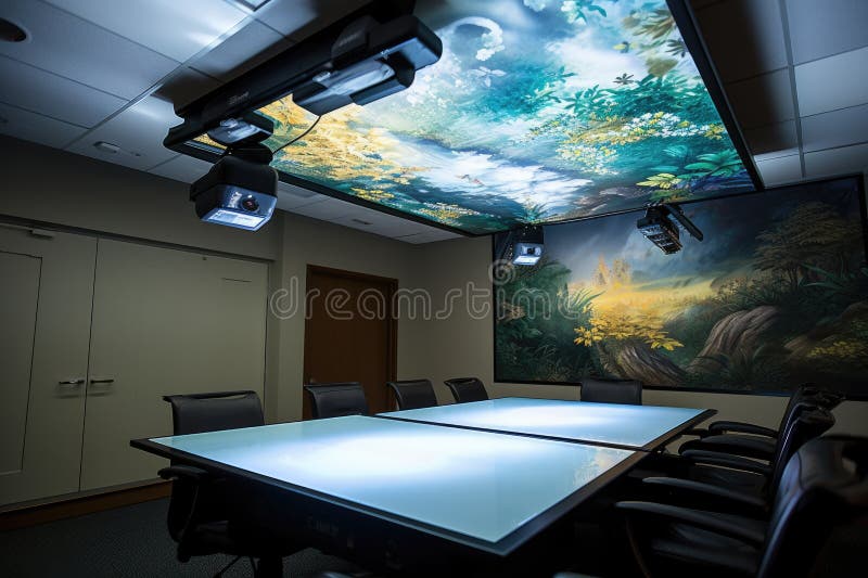 Overhead Digital Projector Mounted on the Ceiling of the Boardroom ...