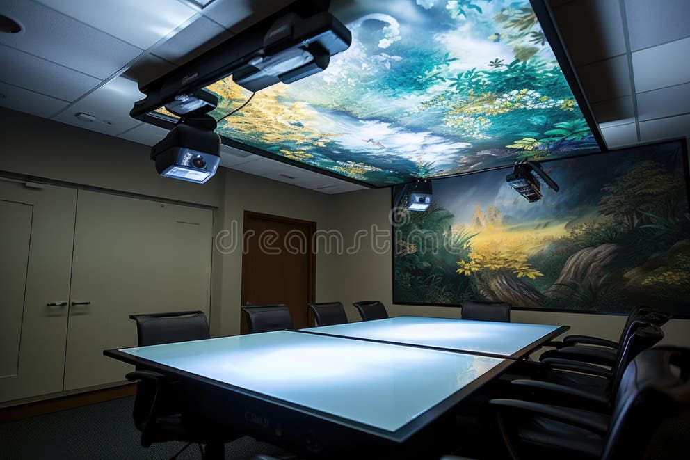 Overhead Digital Projector Mounted on the Ceiling of the Boardroom ...