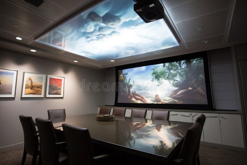 Overhead Digital Projector Mounted on the Ceiling of the Boardroom ...