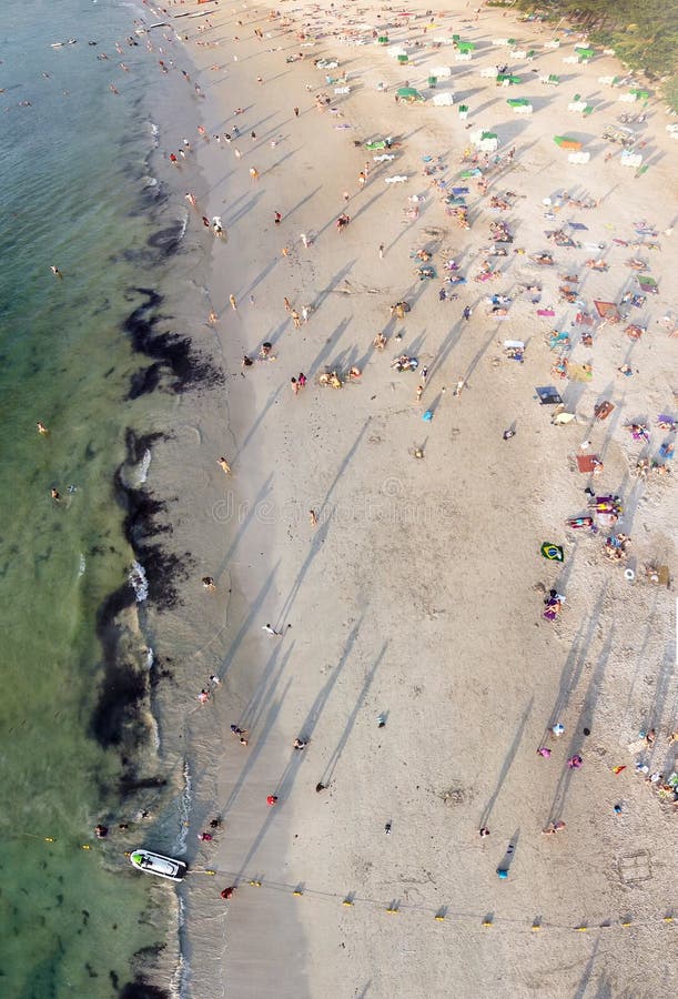 Overhead Downward Aerial View of Beautoful Beach with People Stock ...