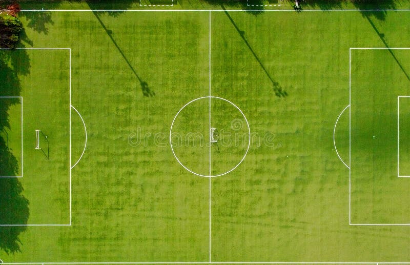 Overhead Downward Aerial View of an Empty Soccer Field Stock Image ...