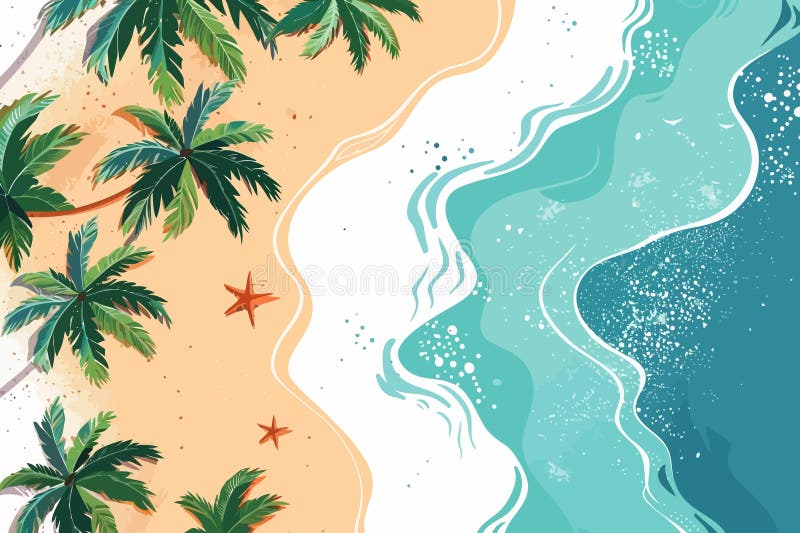 Overhead Drone Shot of Sandy Shores Isolated Vector Style Stock Vector ...