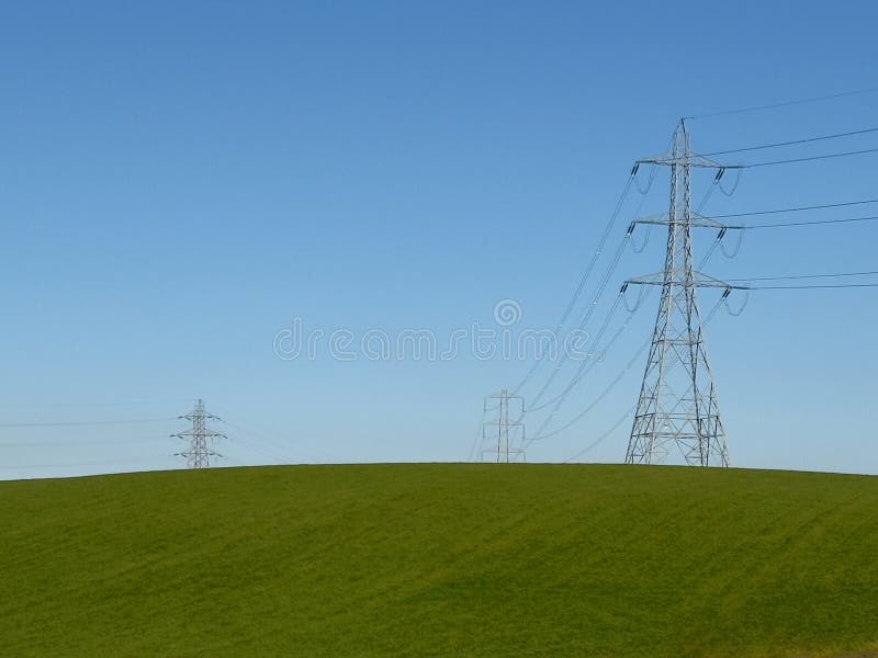 Overhead Electrical Pylon Cables on Rural Landscape Stock Photo - Image ...