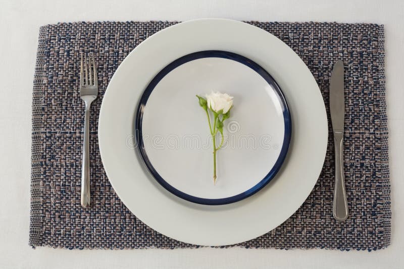 Overhead of Elegance Table Setting Stock Photo - Image of fork, cutlery ...