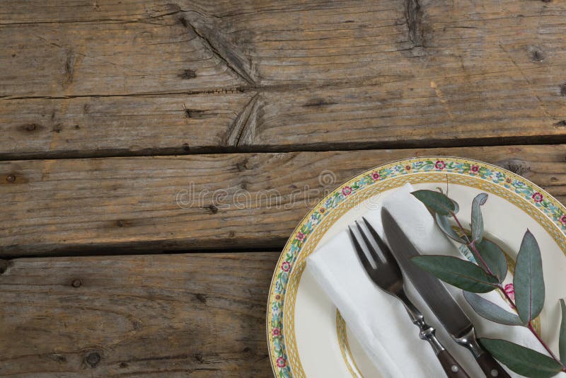 Elegance Table Setting on Wooden Plank Stock Image - Image of arranged ...