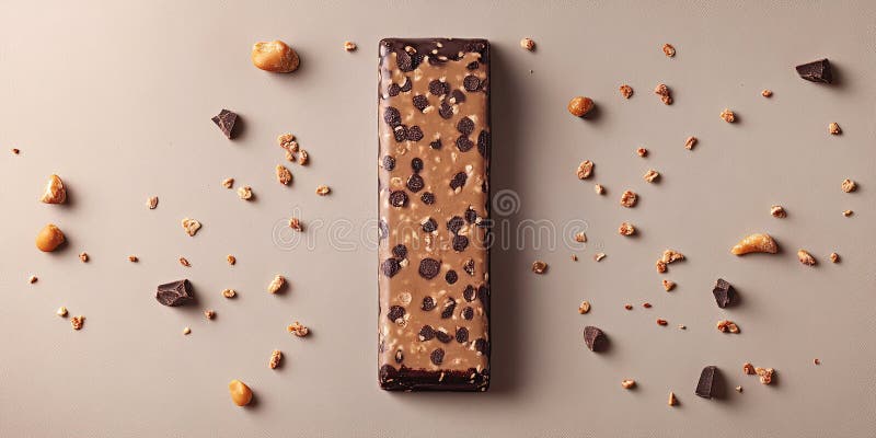 Overhead Flat Lay View of Energy Protein Bar or Chocolate Bar Snack ...