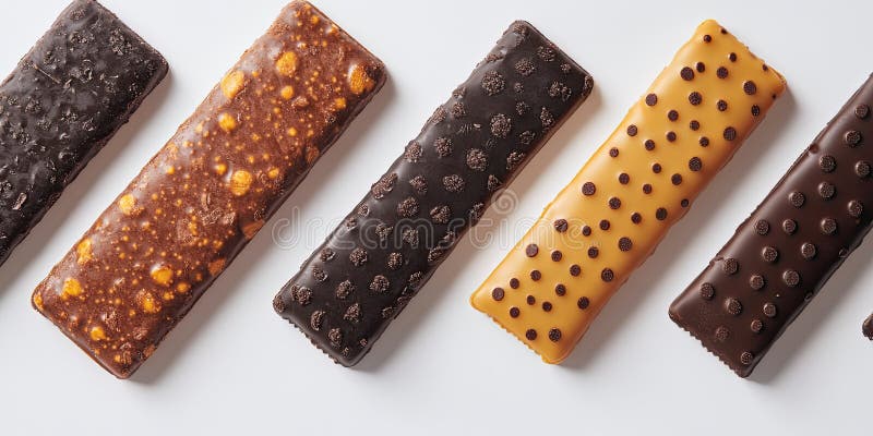 Overhead Flat Lay View of Energy Protein Bar or Chocolate Bar Snack ...