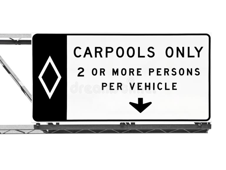Overhead Freeway Carpool only Sign Isolated Stock Photo - Image of ...