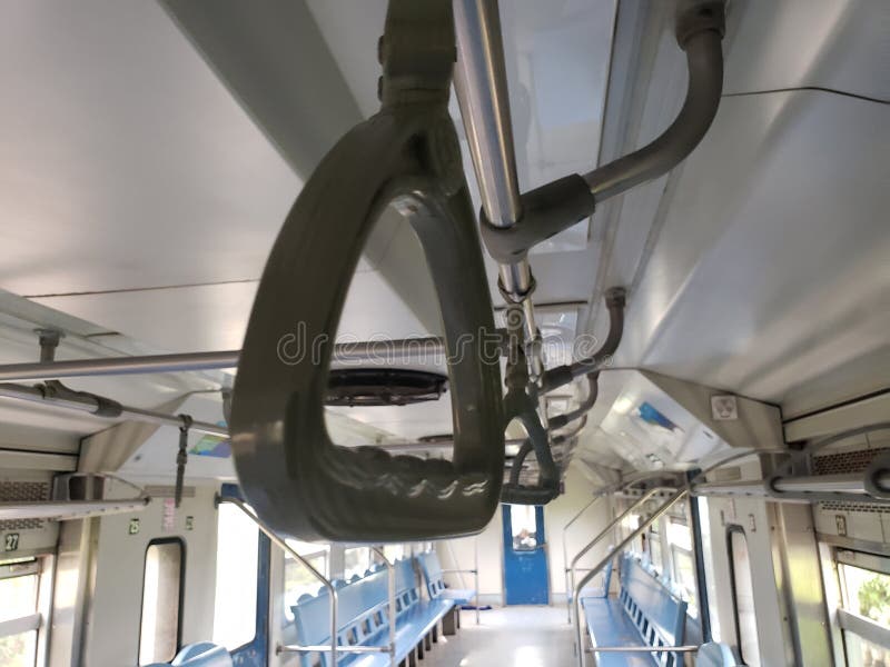 Overhead Handrail and Seats Inside a Train Car Stock Image - Image of ...