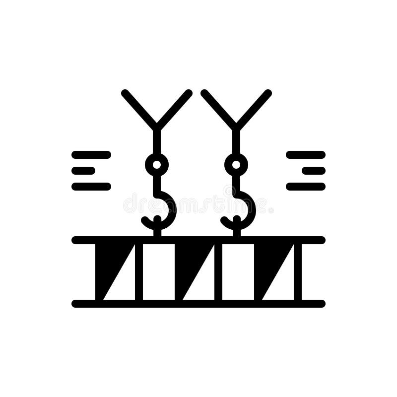 Black Solid Icon for Overhead, Crane and Machinery Stock Vector ...