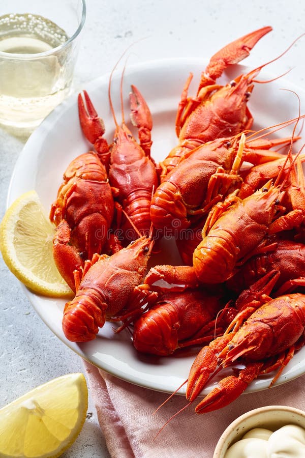 Top view of red crayfish stock photo. Image of cooking - 204275356