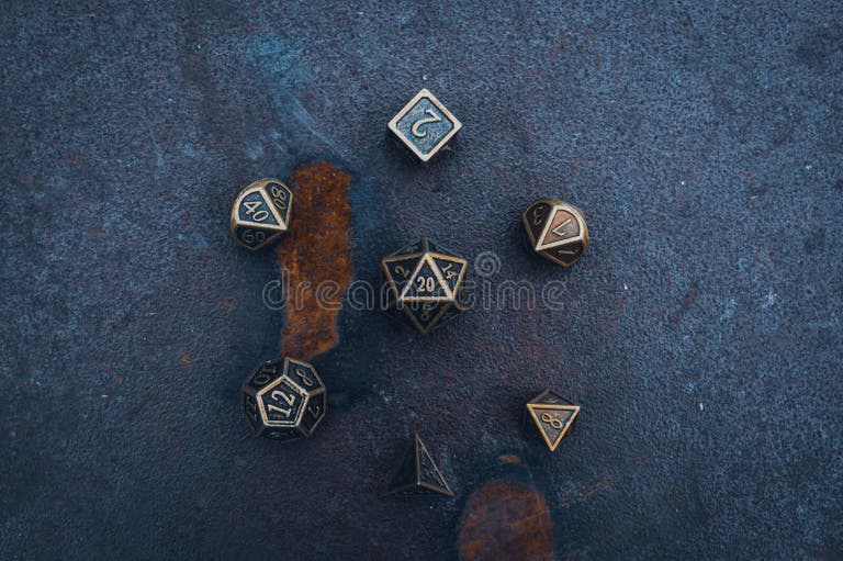 Overhead Image of Metallic Set of RPG Dice Stock Photo - Image of ...
