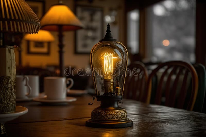 An Overhead Light in a Restaurant, Generative AI Stock Illustration ...
