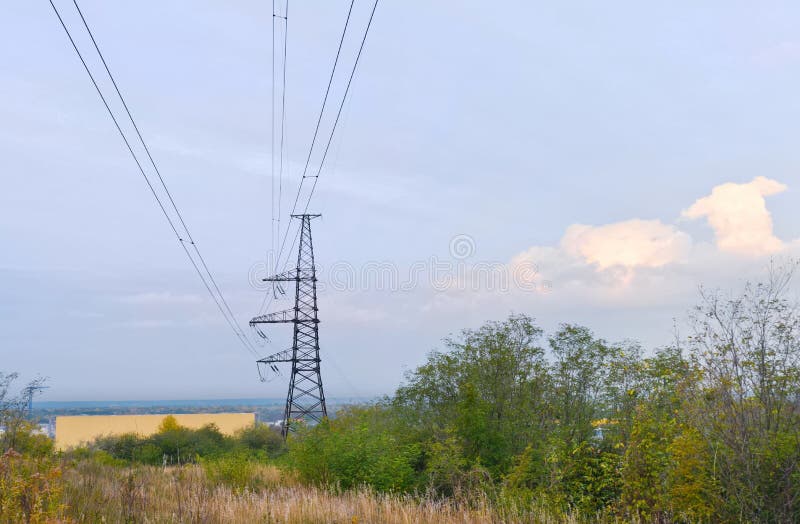 Overhead power line stock photo. Image of tower, line - 104798972