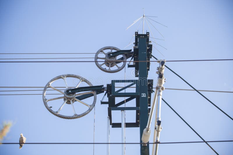 Overhead Line of the High-speed Train Stock Image - Image of energy ...