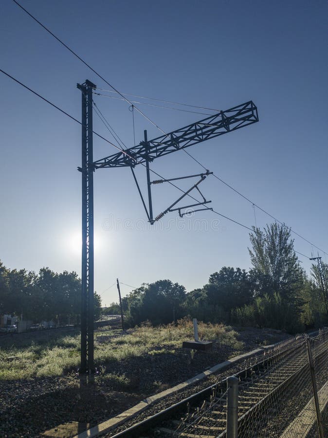 Overhead Line of the High-speed Train Stock Photo - Image of backlit ...