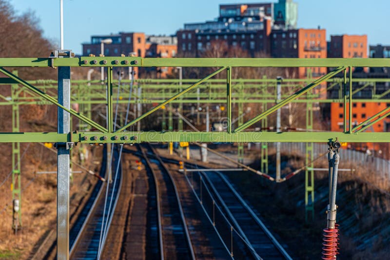 Overhead Lines and Railway Tracks Stock Photo - Image of station, track ... Overhead Lines and Railway Tracks Stock Photo - Image of station, track ...