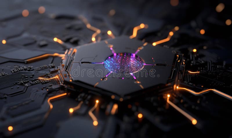 Overhead Macro View of Abstract Quantum Computing Core Stock Photo ...