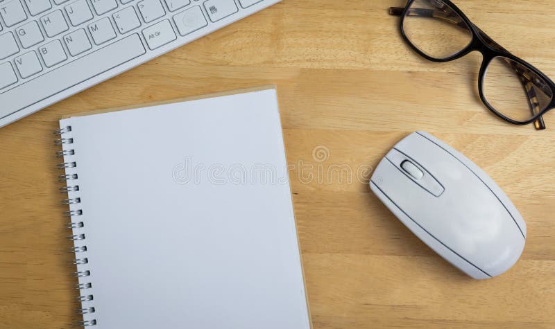Overhead of Notebook and Glasses Stock Image - Image of glasses, space ...