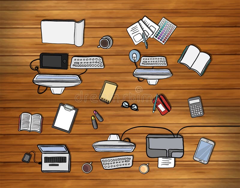 Overhead of Office Desks Vector Stock Vector - Illustration of ...